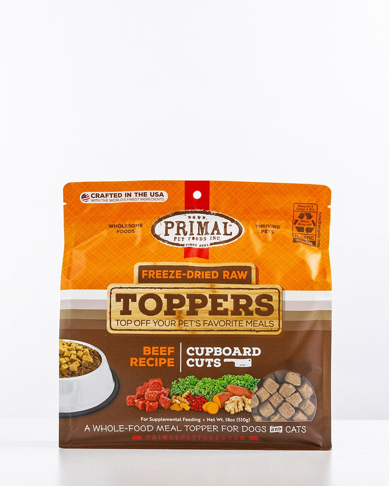 Primal Cupboard Cuts Freeze-Dried Raw Toppers - Beef Recipe 18oz ...