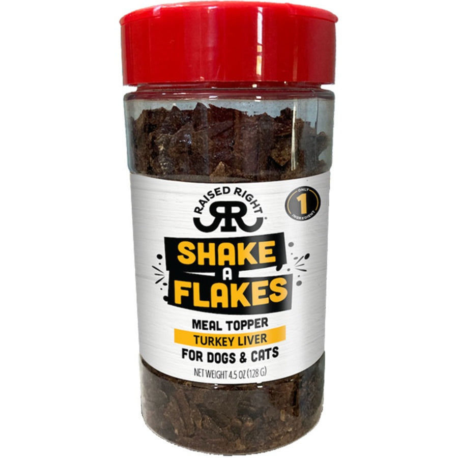 Raised Right Shake -A- Flakes Turkey Liver Meal Topper 4.5oz – InstaBark